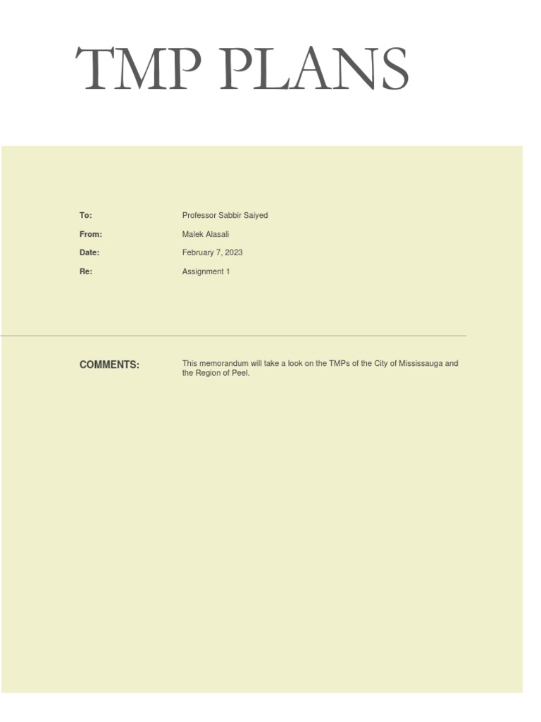 TMP Plans | PDF | Transport | Strategic Planning