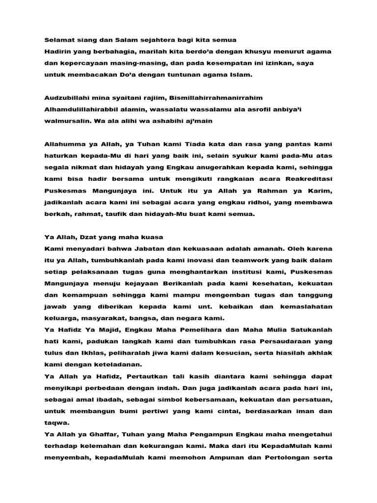 Doa Acara Reakre Mgjya | PDF