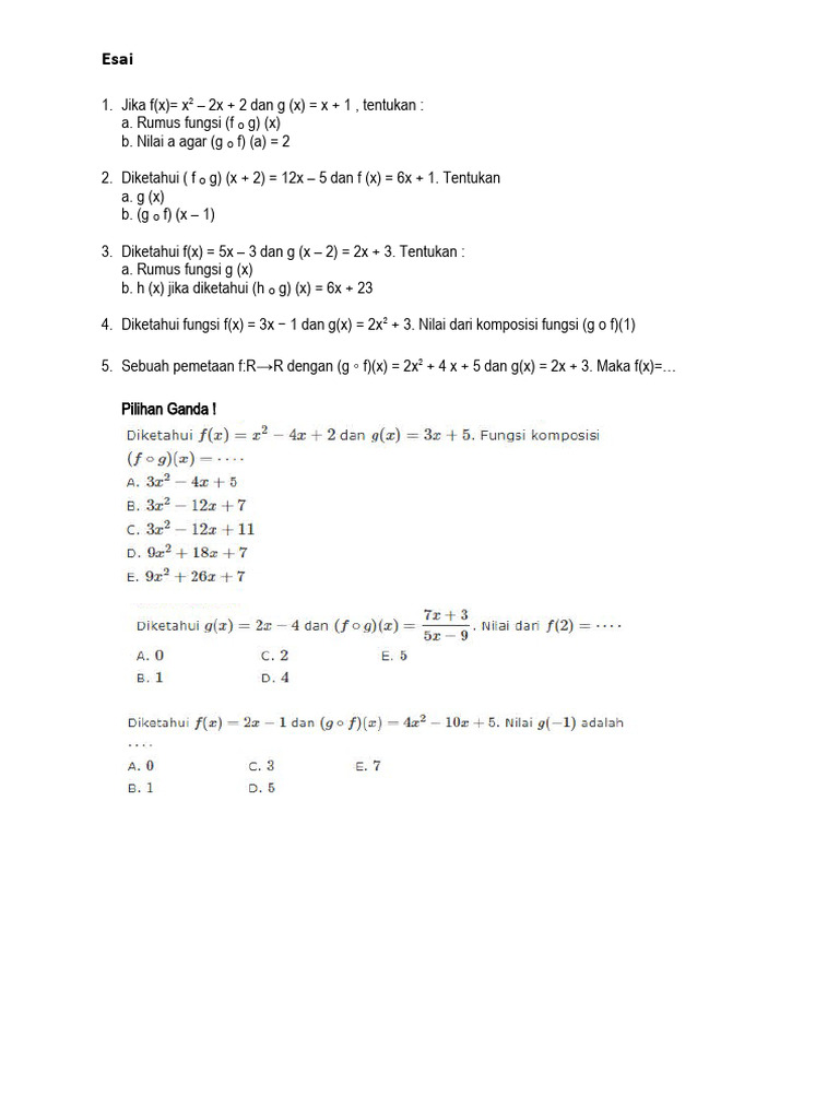 Soal Fungsi Komposisi | PDF | Metode & Bahan Ajar | Sains & Matematika