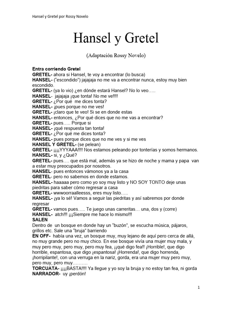 Hansel y Gretel Mio FINAL | PDF | Hansel y Gretel (Ópera) | Caperucita Roja
