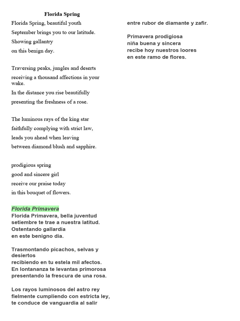 POETRY Florida Spring - KORI | PDF