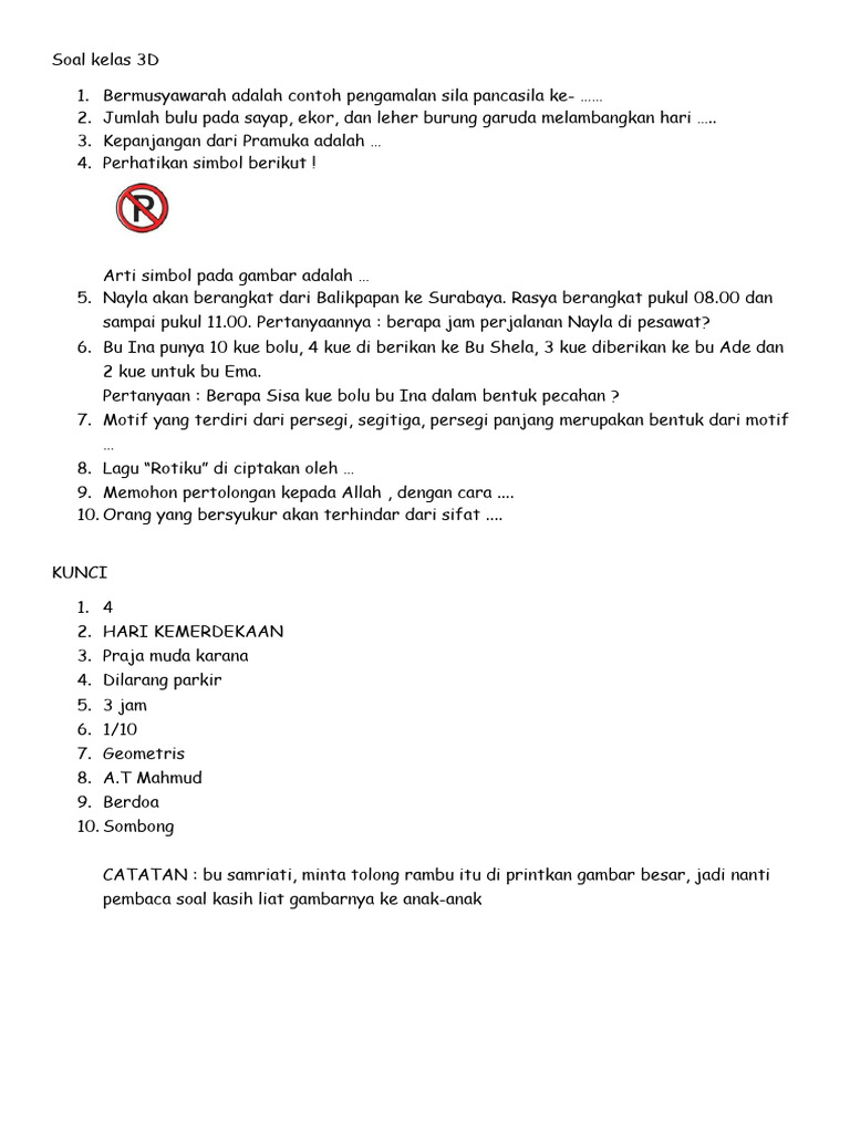 Soal Kelas 3D | PDF