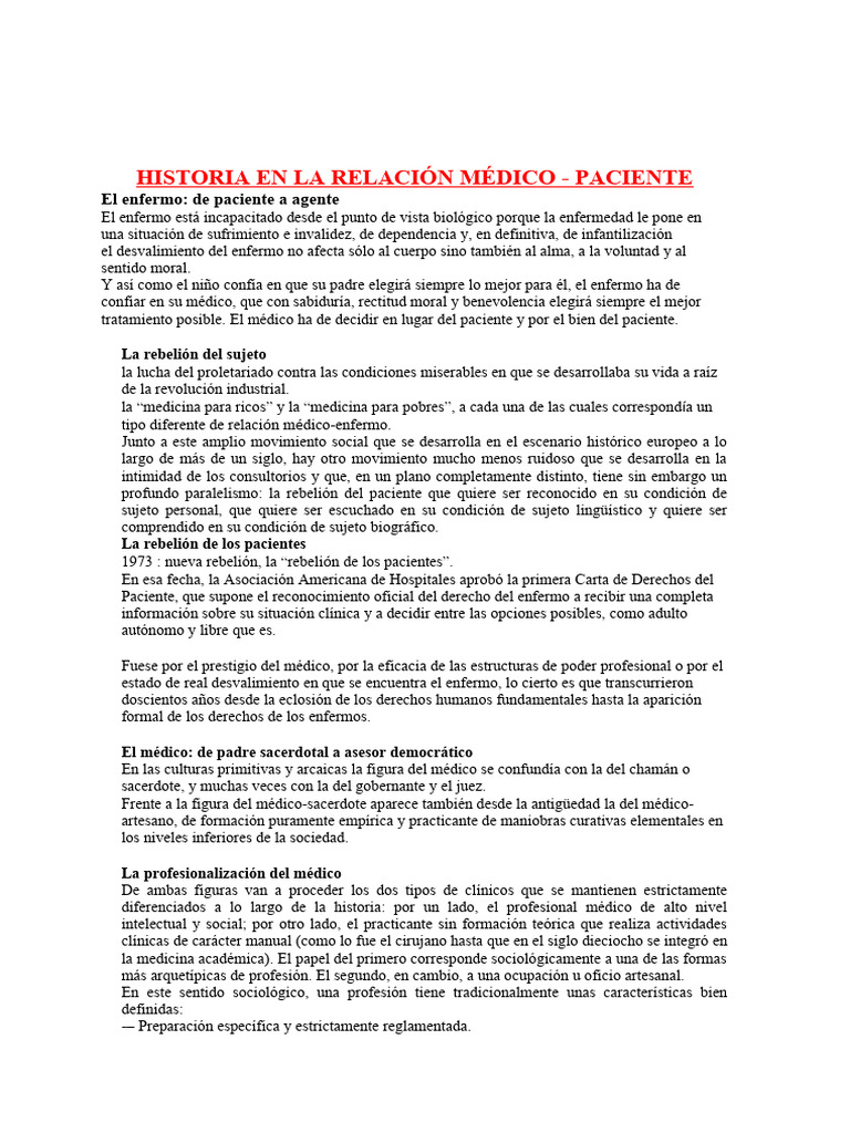 Evolución Médico-Paciente | PDF | Medicina