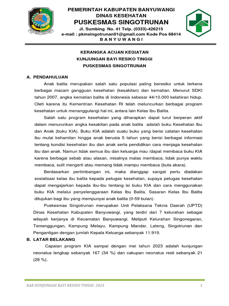 Kak Kunjungan Bayi Resti | PDF