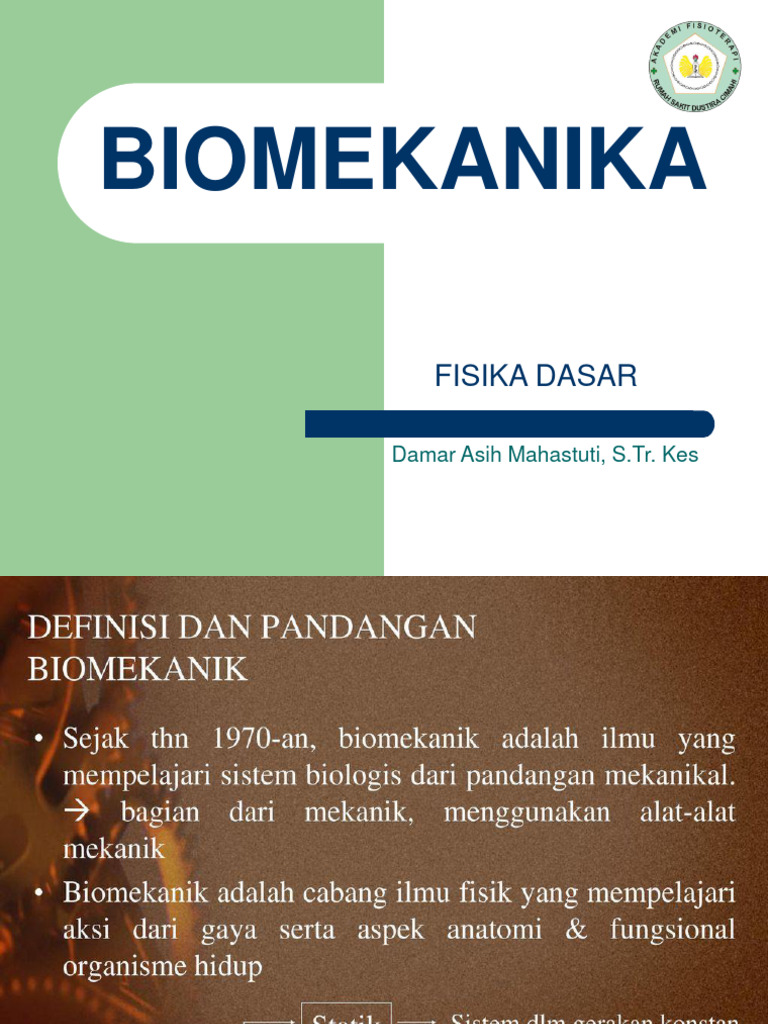 Pengenalan Biomekanika dalam Kesehatan | PDF | Sains & Matematika
