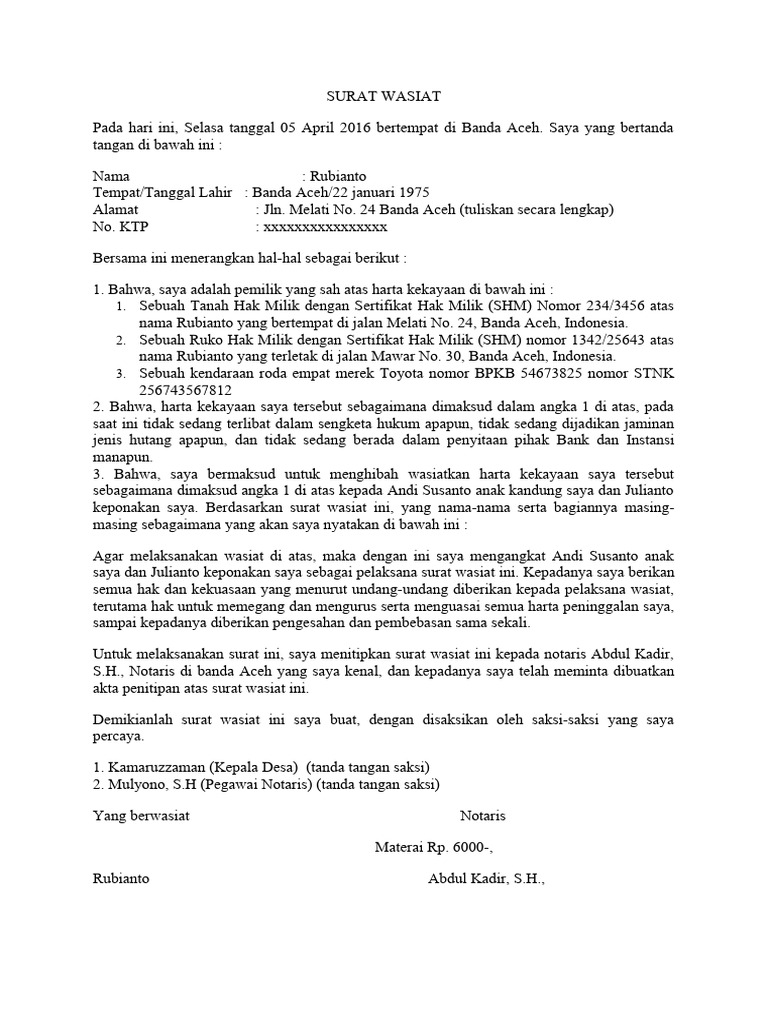 Surat Wasiat | PDF