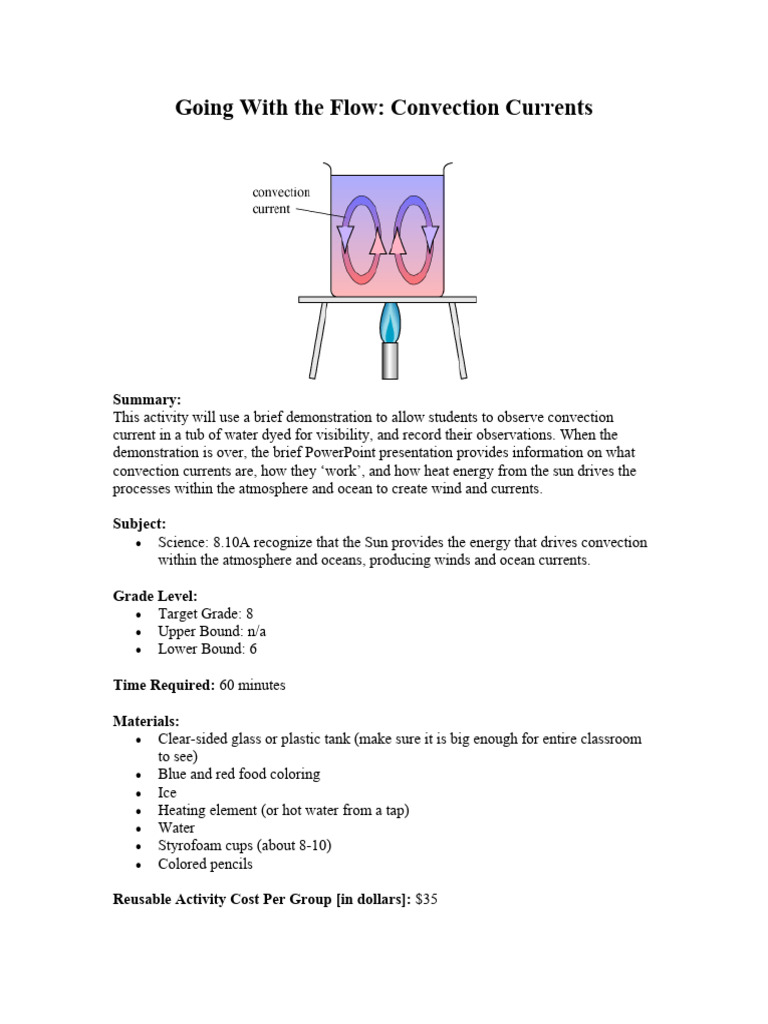 Convection Currents Lesson | PDF | Convection | Earth