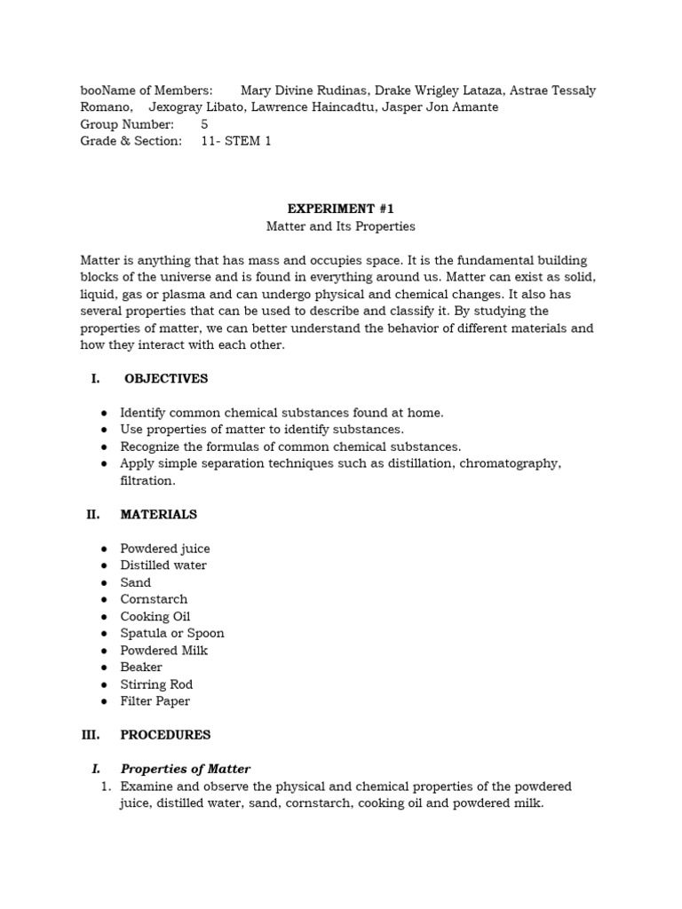 Lab Report (Final) | PDF | Mixture | Filtration