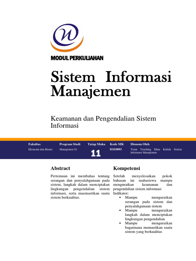 Modul SIM - Pertemuan11 - Keamanan Dan Pengendalian Sistem Informasi | PDF | Komputer ...