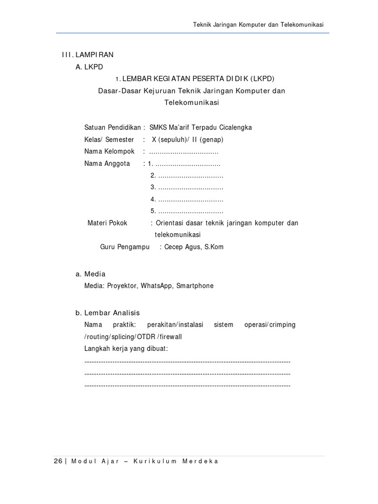 Contoh LKPD TKJT | PDF