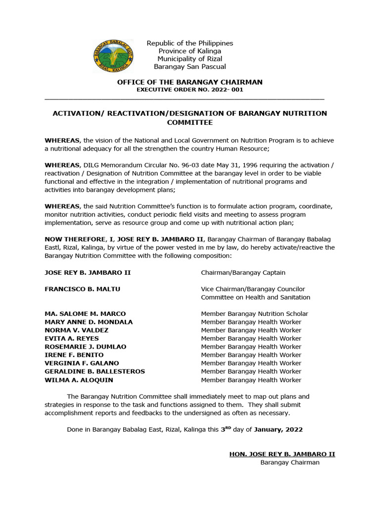 BNC Executive Order Appointment | PDF | Philippines