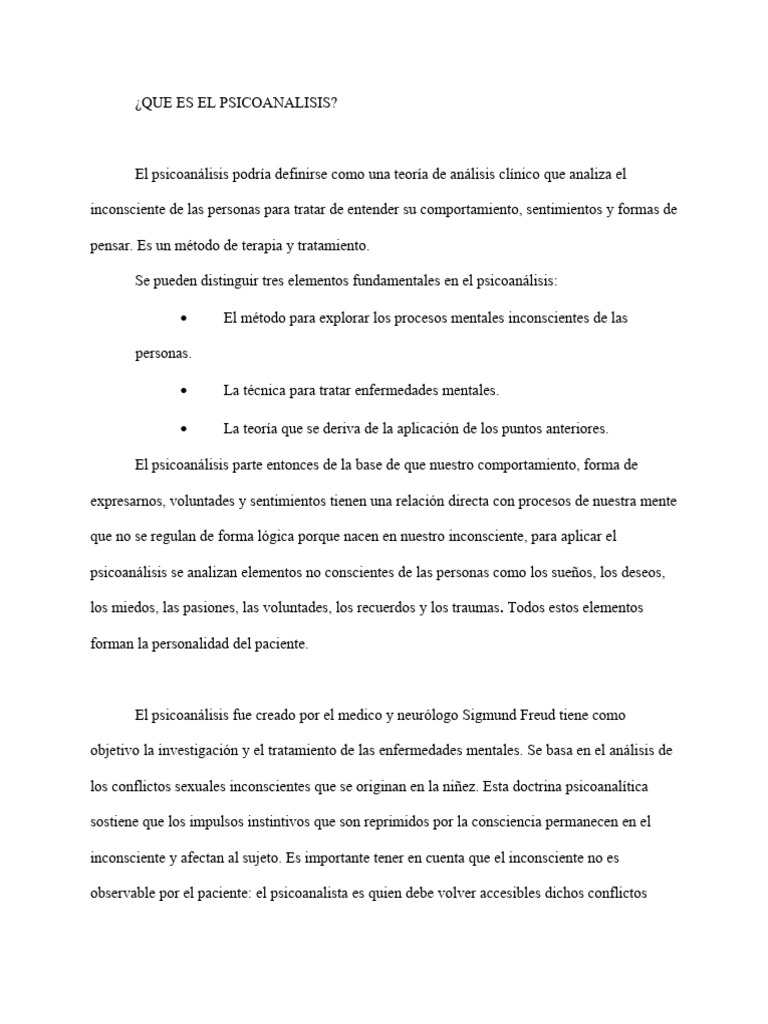 Ensayo Psicoanalisis | PDF | Psicoanálisis | Mente inconsciente