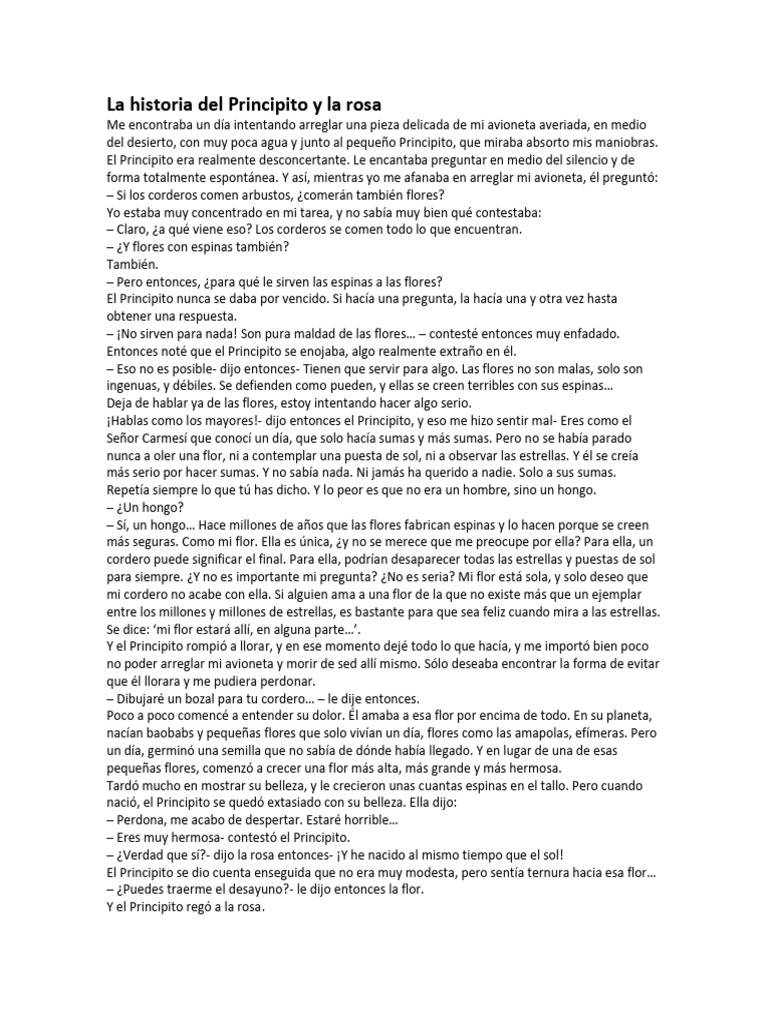 La Historia Del Principito y La Rosa | PDF | El Principito