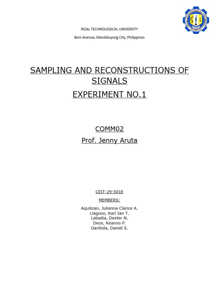 Experiment-1 SAMPLING | PDF | Sampling (Signal Processing) | Telecommunications