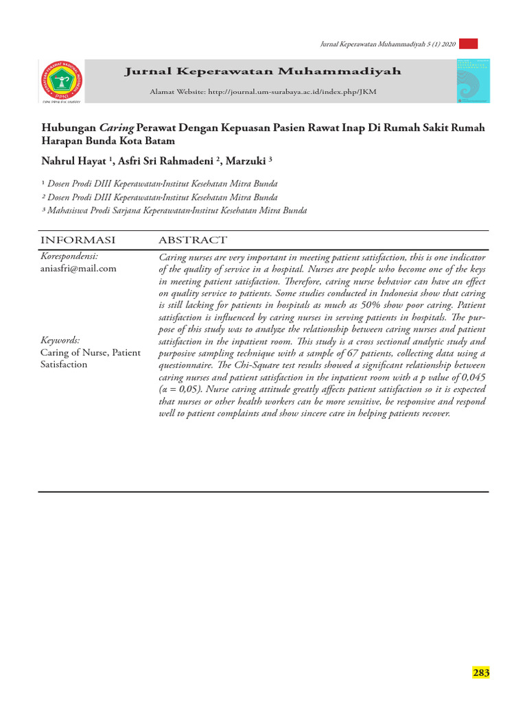 Hubungan Caring Perawat Dengan Kepuasan Pasien Raw | PDF | Patient ...