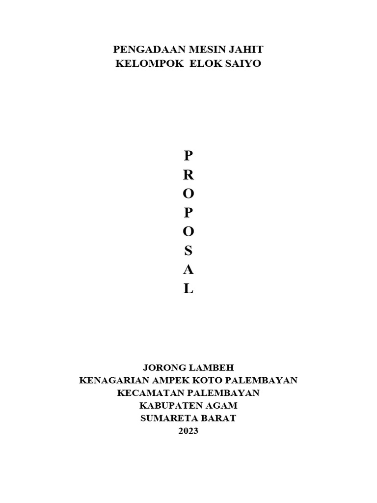 Proposal Mesin Jahit Elok Saiyo | PDF