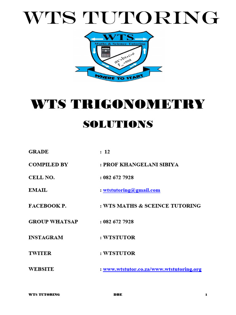Grade 12 Trigonometry Solutions Guide | PDF
