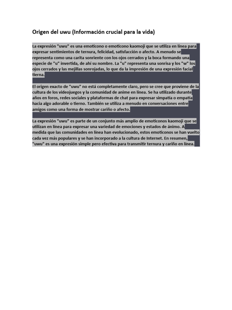 Origen Del Uwu | PDF