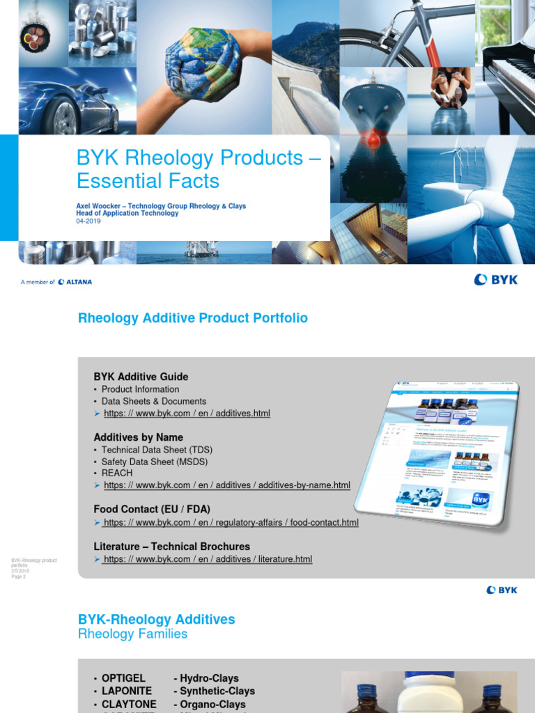 BYK Rheology Additives | PDF | Chemistry | Physical Chemistry