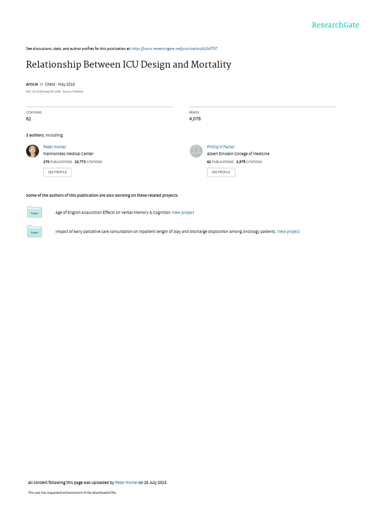 Relationship Between ICUDesignandmortality | PDF | Intensive Care Unit | Intensive Care Medicine
