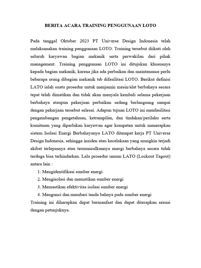 Penggunaan LOTO | PDF