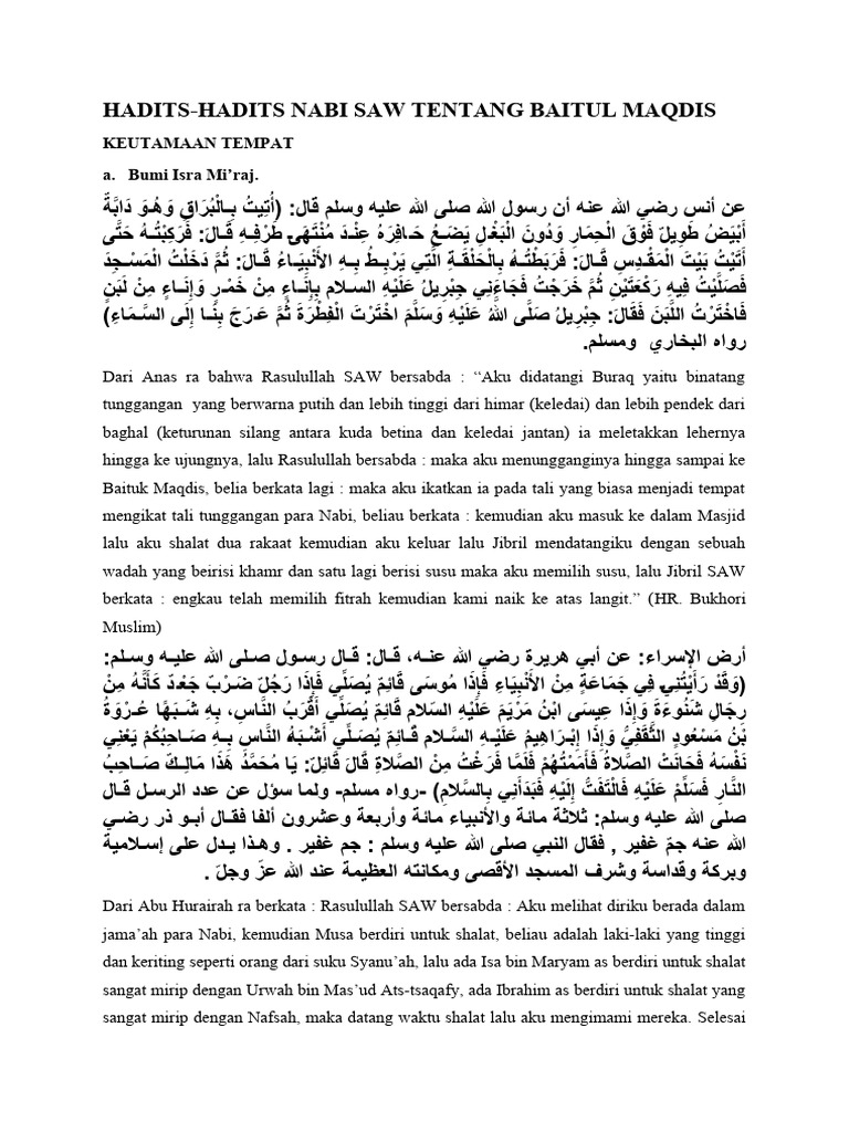 Keutamaan Baitul Maqdis dalam Hadits | PDF