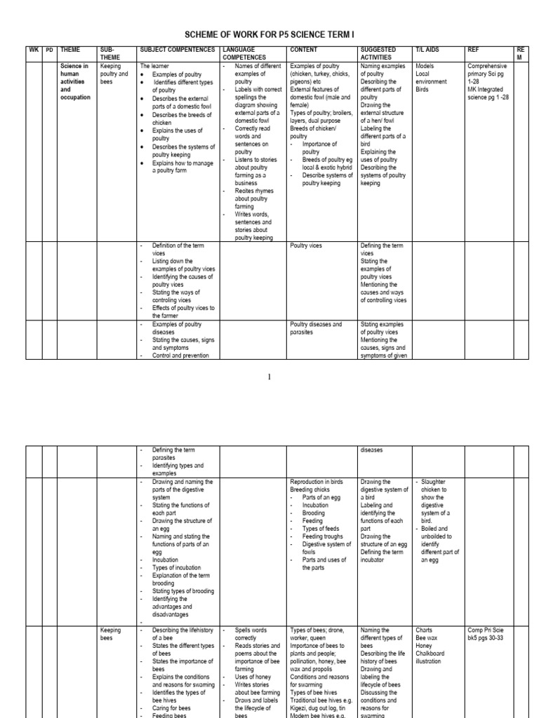 P.5 Primary Five Sci Scheme of Work | PDF | Weight | Density