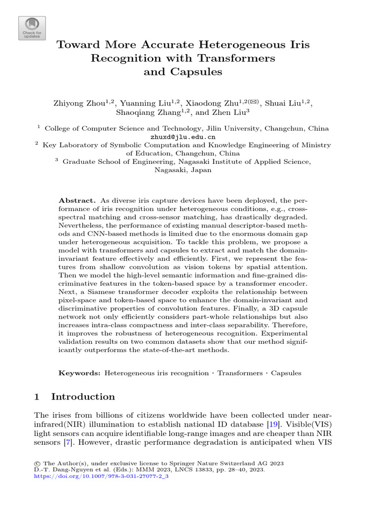 Toward More Accurate Heterogeneous Iris Recognition With Transformers and Capsules | PDF ...