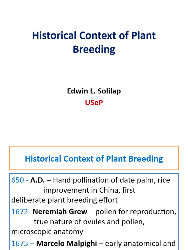 1.historical Context of Plant Breeding | Download Free PDF | Plant Breeding | Hybrid (Biology)