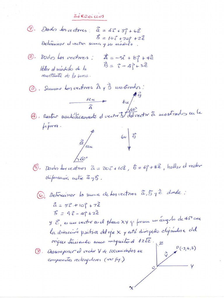 Ejercicios y Problemas de Vectores | PDF