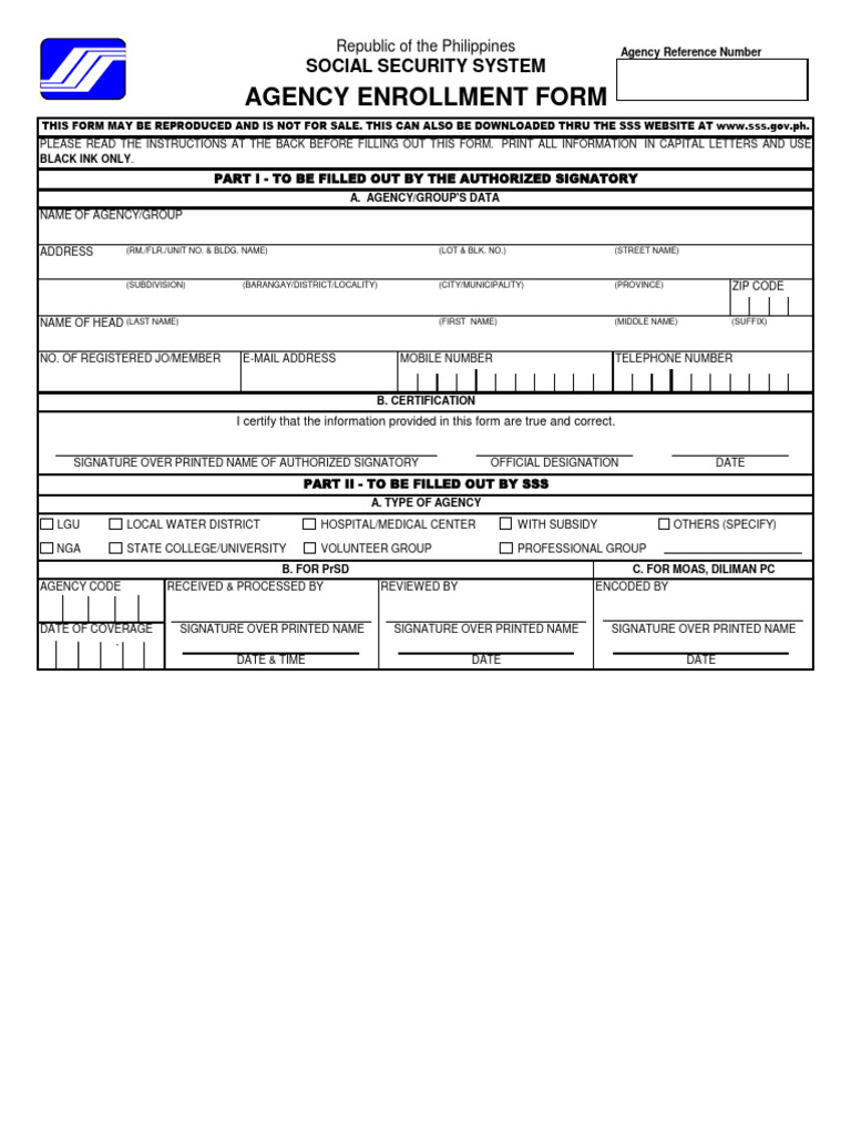 Agency Enrollment Form | PDF | Signature | Computer Engineering