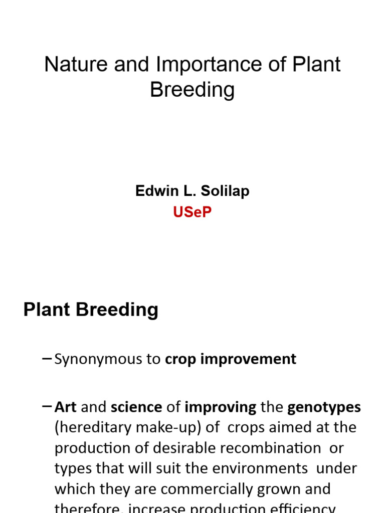 Nature and Importance of Plant Breeding | PDF | Dominance (Genetics) | Gene
