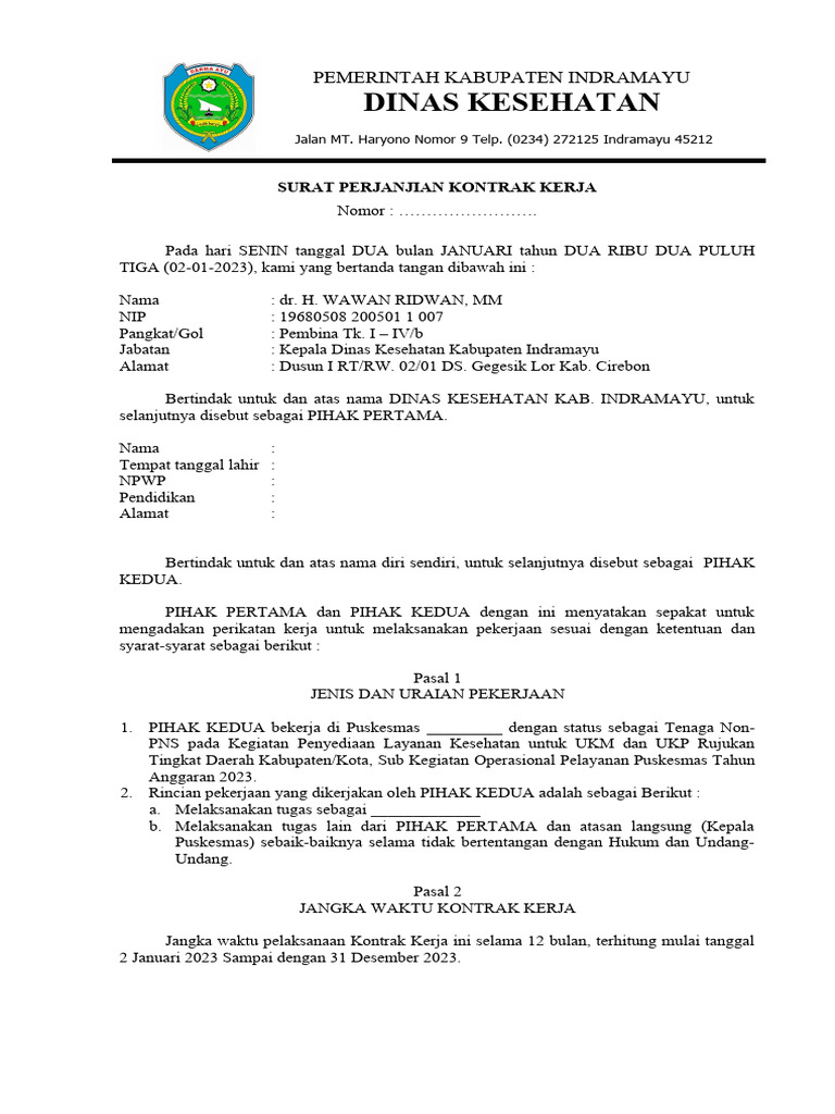 Contoh Mou Bop Apbd Tahun 2023 | PDF