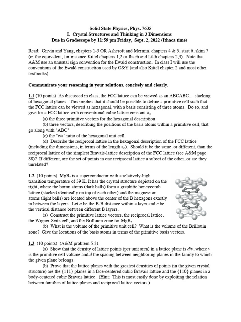 PS1 | PDF | Crystal Structure | Physical Sciences