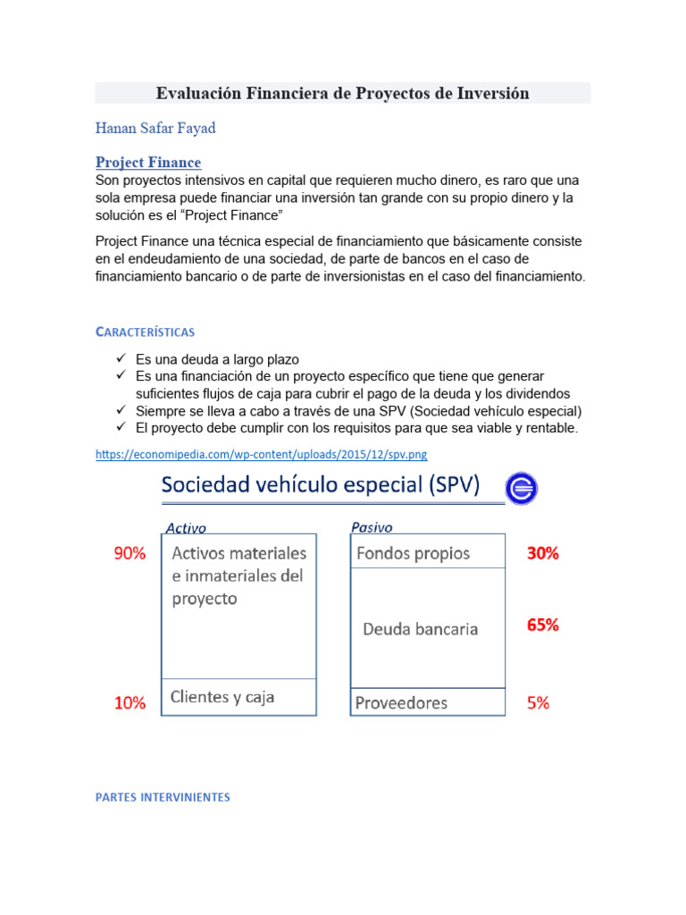 Evaluación de Project Finance SPV | PDF | Deuda | Bancos