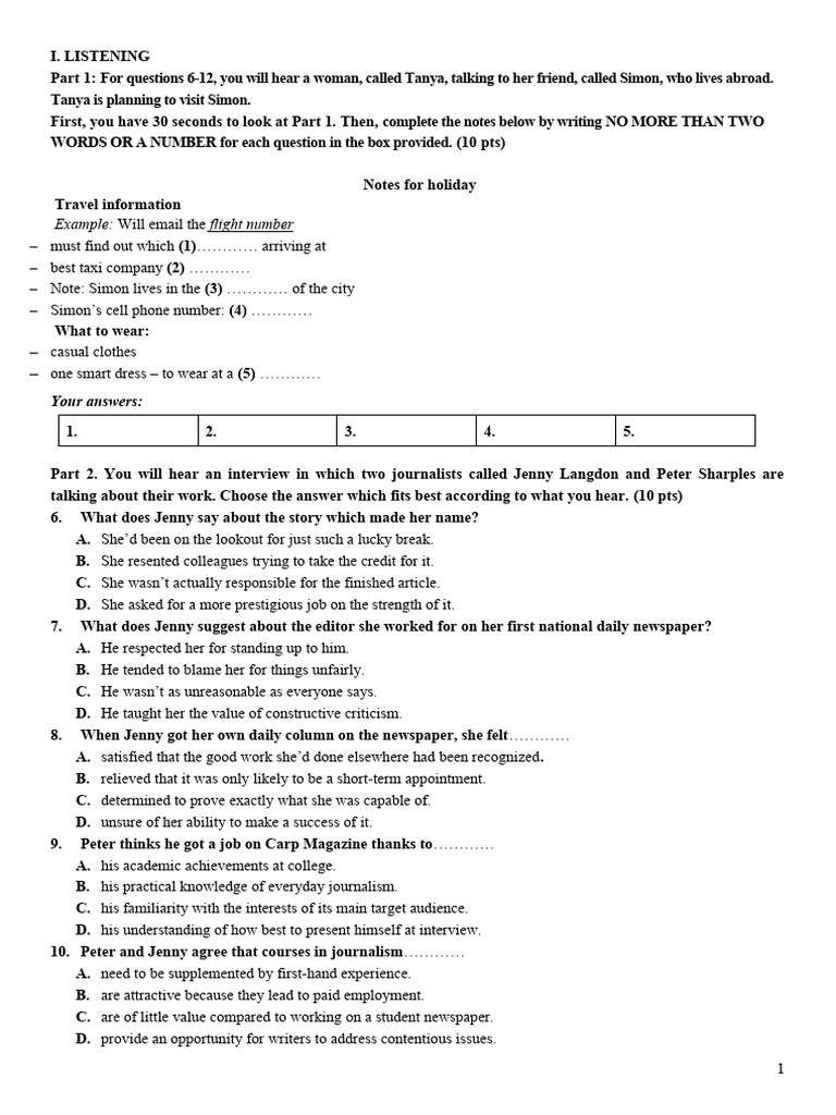 Practice Test | PDF | Ellipsis
