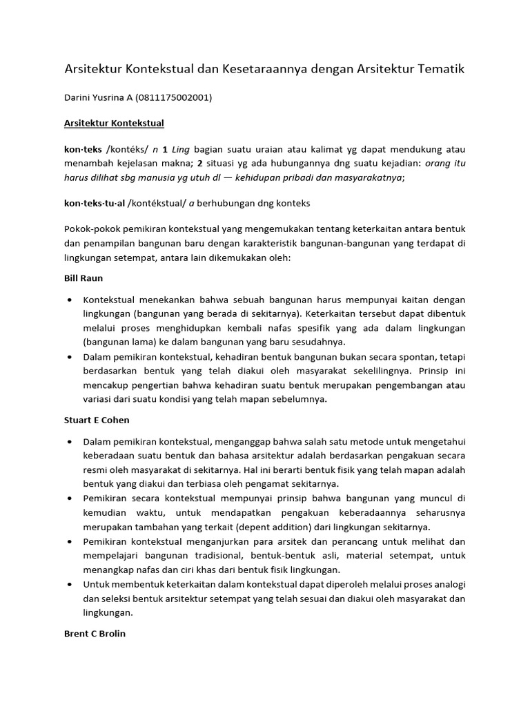 Arsitektur Kontekstual Dan Tematik | PDF | Seni