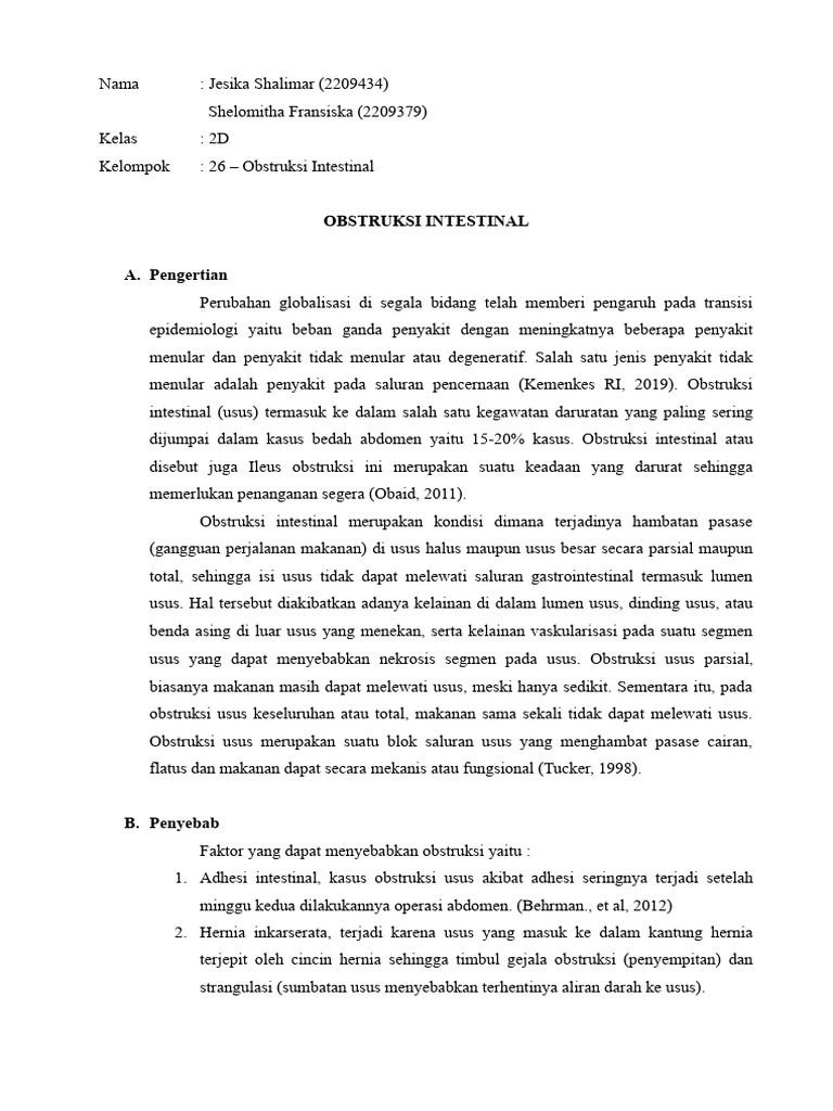 Obstruksi Intestinal: Penyebab dan Penanganan | PDF