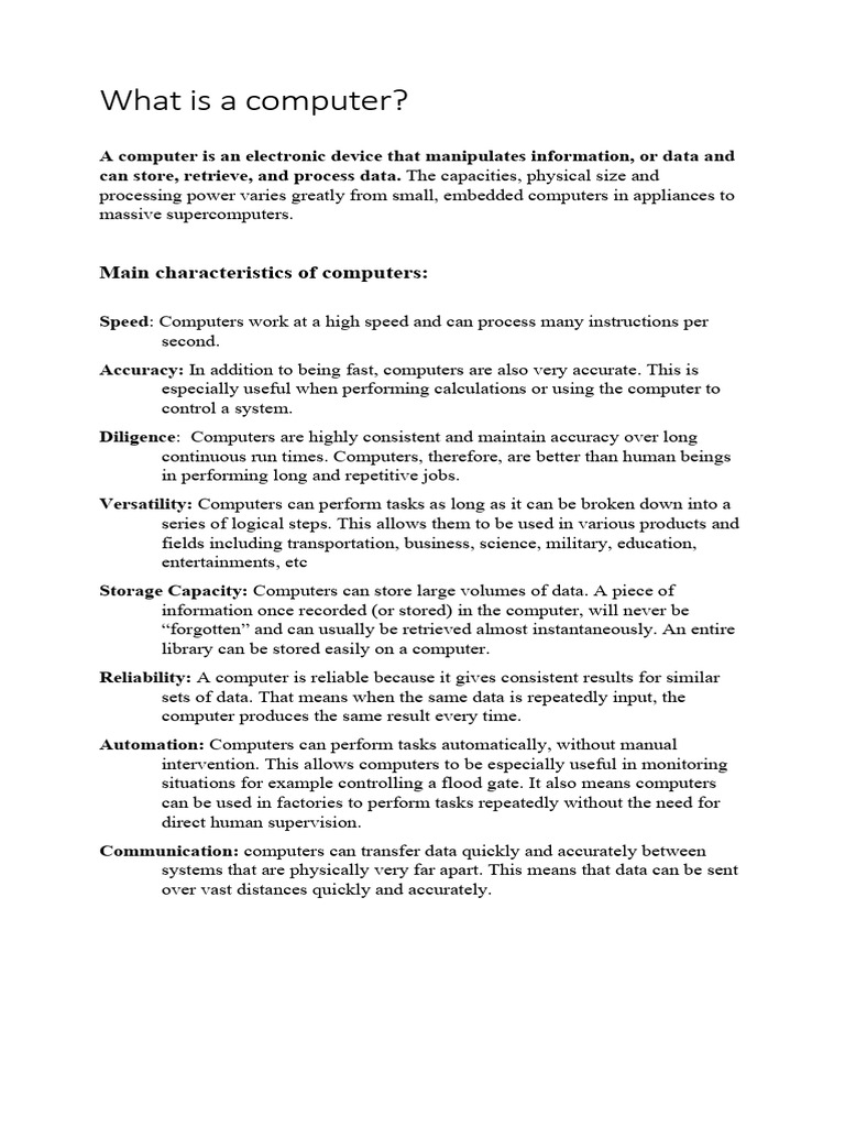 2A. What Is A Computer | PDF | Data | Information