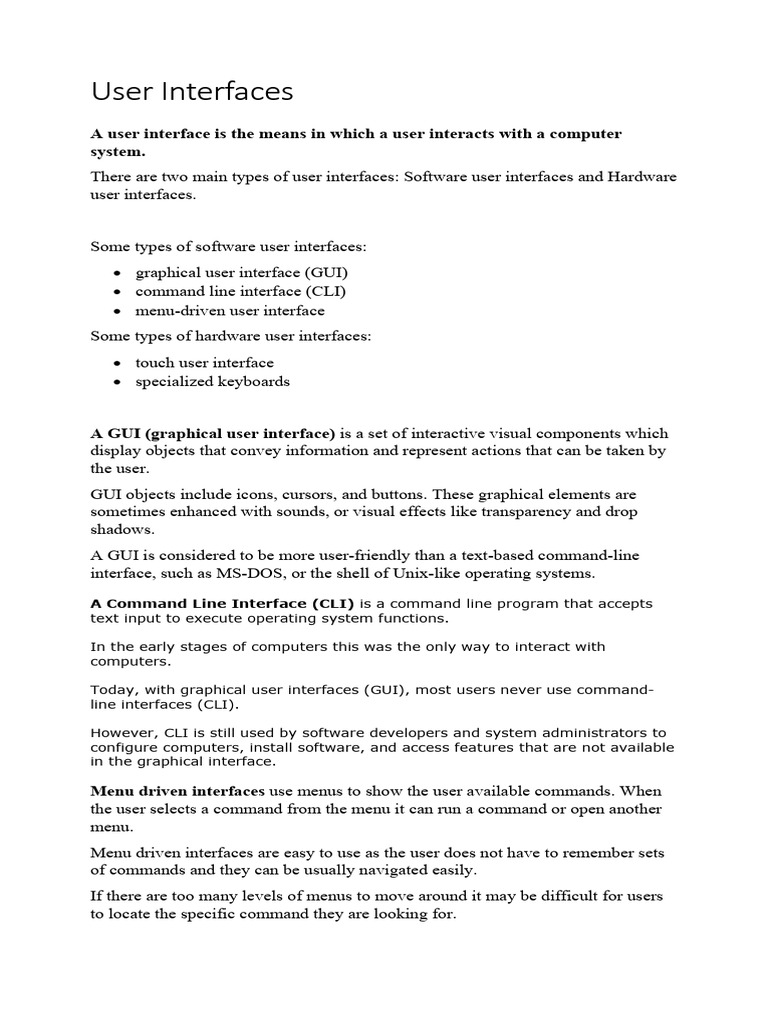 User Interfaces Pdf Graphical User Interfaces Command Line Interface