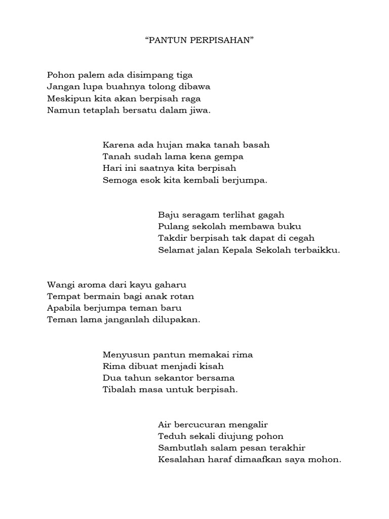 Pantun Perpisahan | PDF