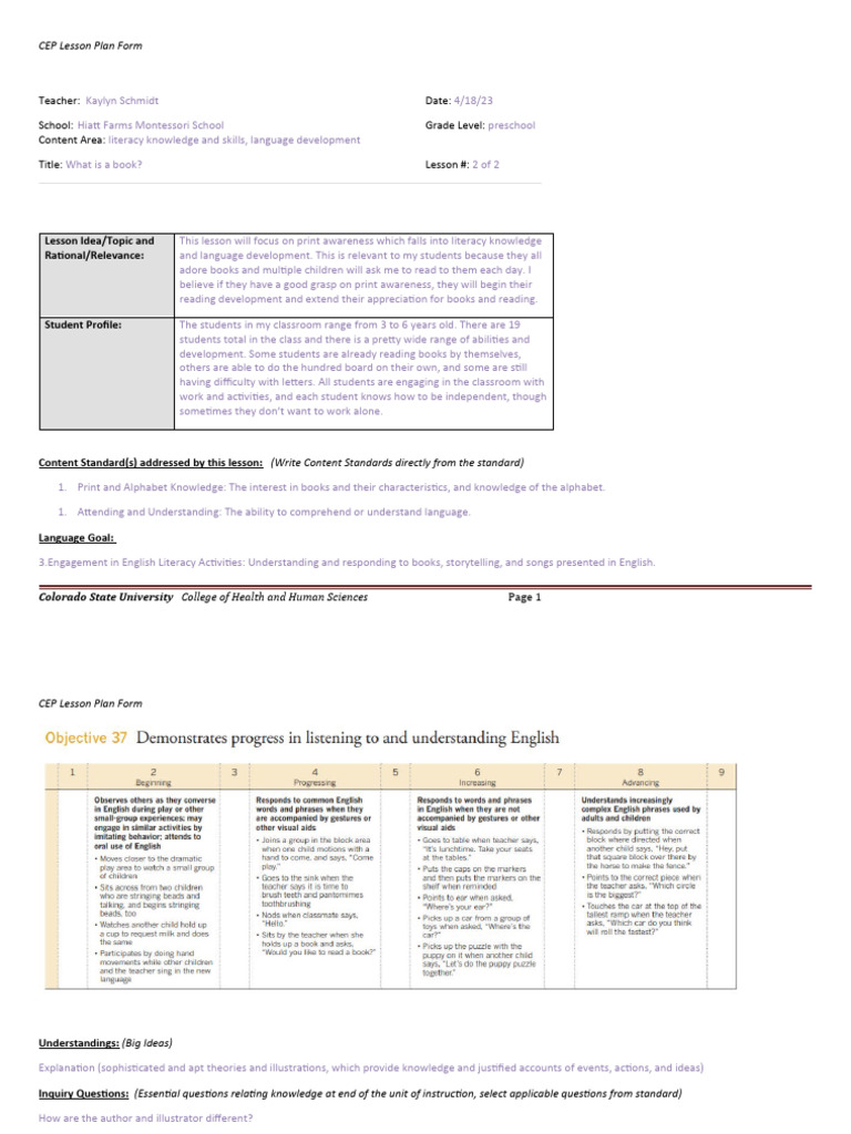 Cep Lesson Plan 2 | PDF | Lesson Plan | Knowledge