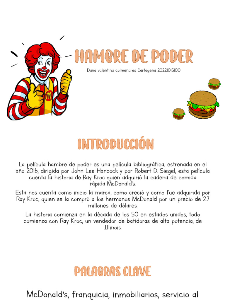 Hambre de Poder Presentacion | PDF | Mc Donald's