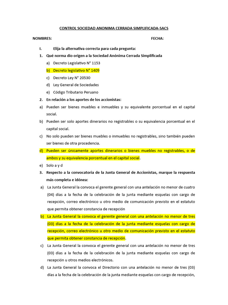 Preguntas y Respuestas de Derecho Mercantil | PDF | Sociedad de ...