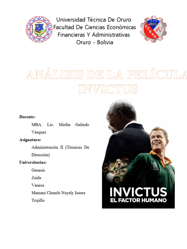 Pelicula Invictus | PDF | Nelson Mandela | Liderazgo