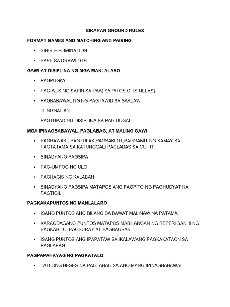 Sikaran Ground Rules | PDF