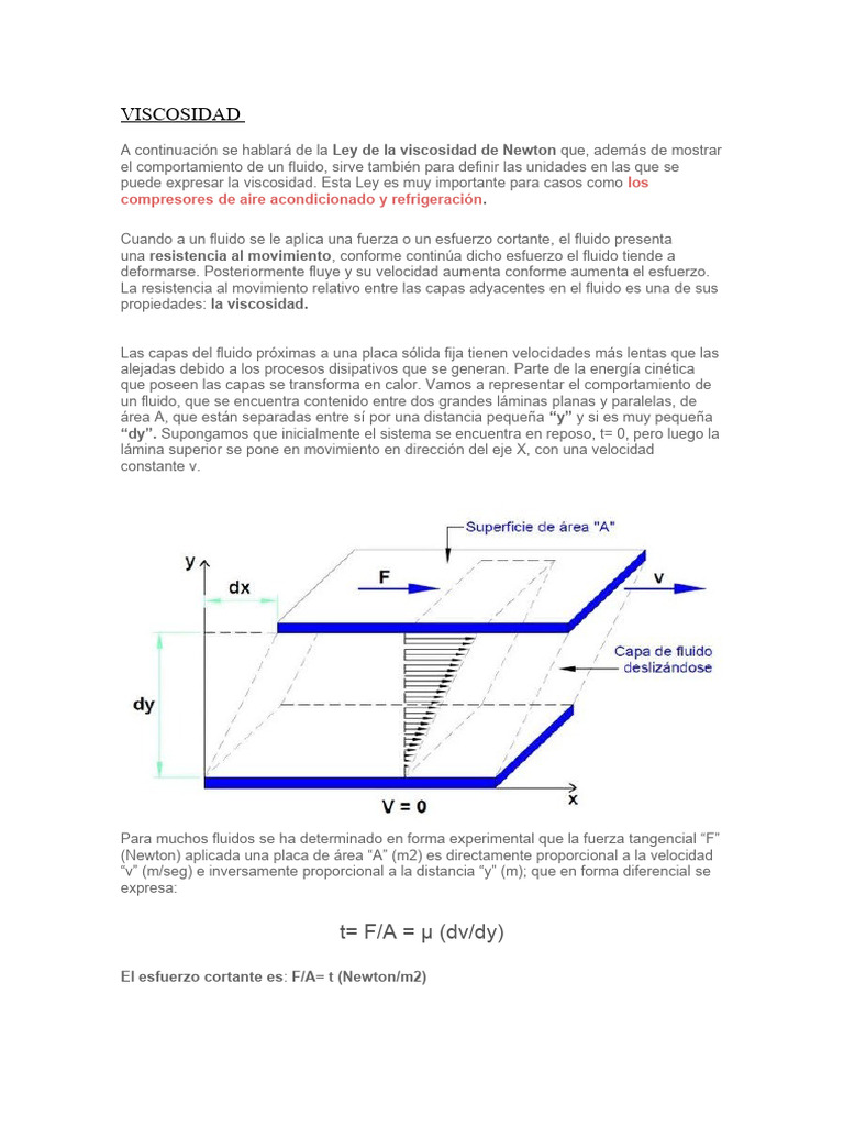 Ley de Viscosidad de Newton y Unidades | PDF | Viscosidad | Líquidos
