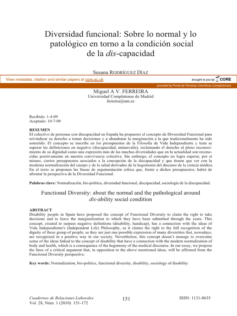 Ferreira (2009) - Diversidad Funcional | PDF | Invalidez | Sociedad