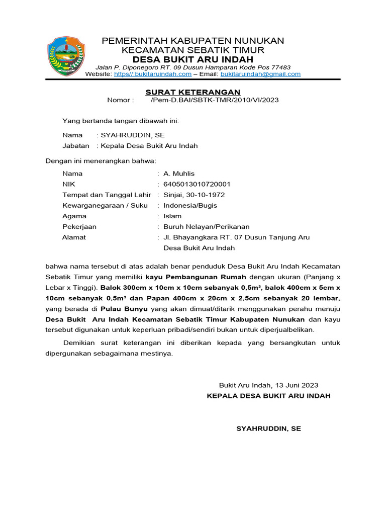 Surat Keterangan Muat Kayu | PDF