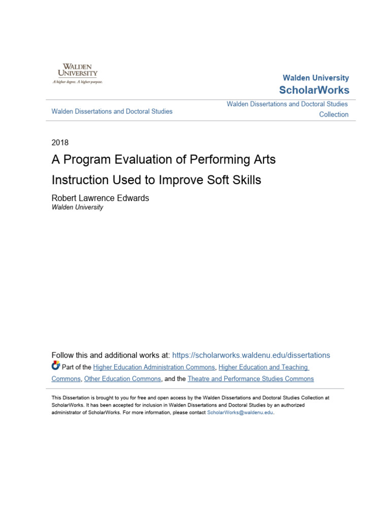 A Program Evaluation of Performing Arts Instruction Used To Impro ...